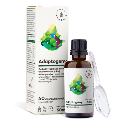 Adaptogeny w płynie Aura Herbals (50ml) (Ashwagandha, Bakopa ...